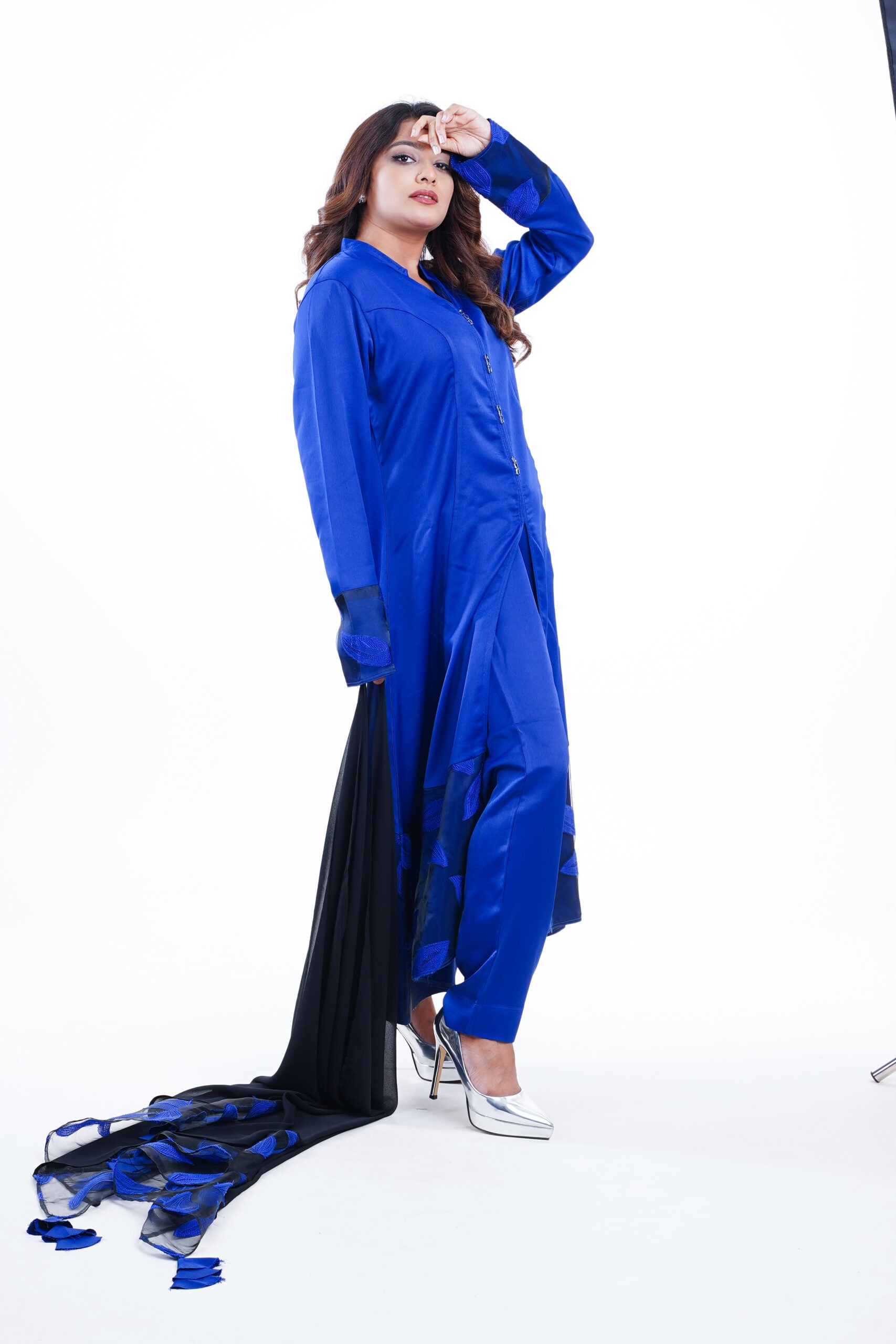 Premium Royal Blue Arabian Silk Three Piece Outfit for Women - Amriss
