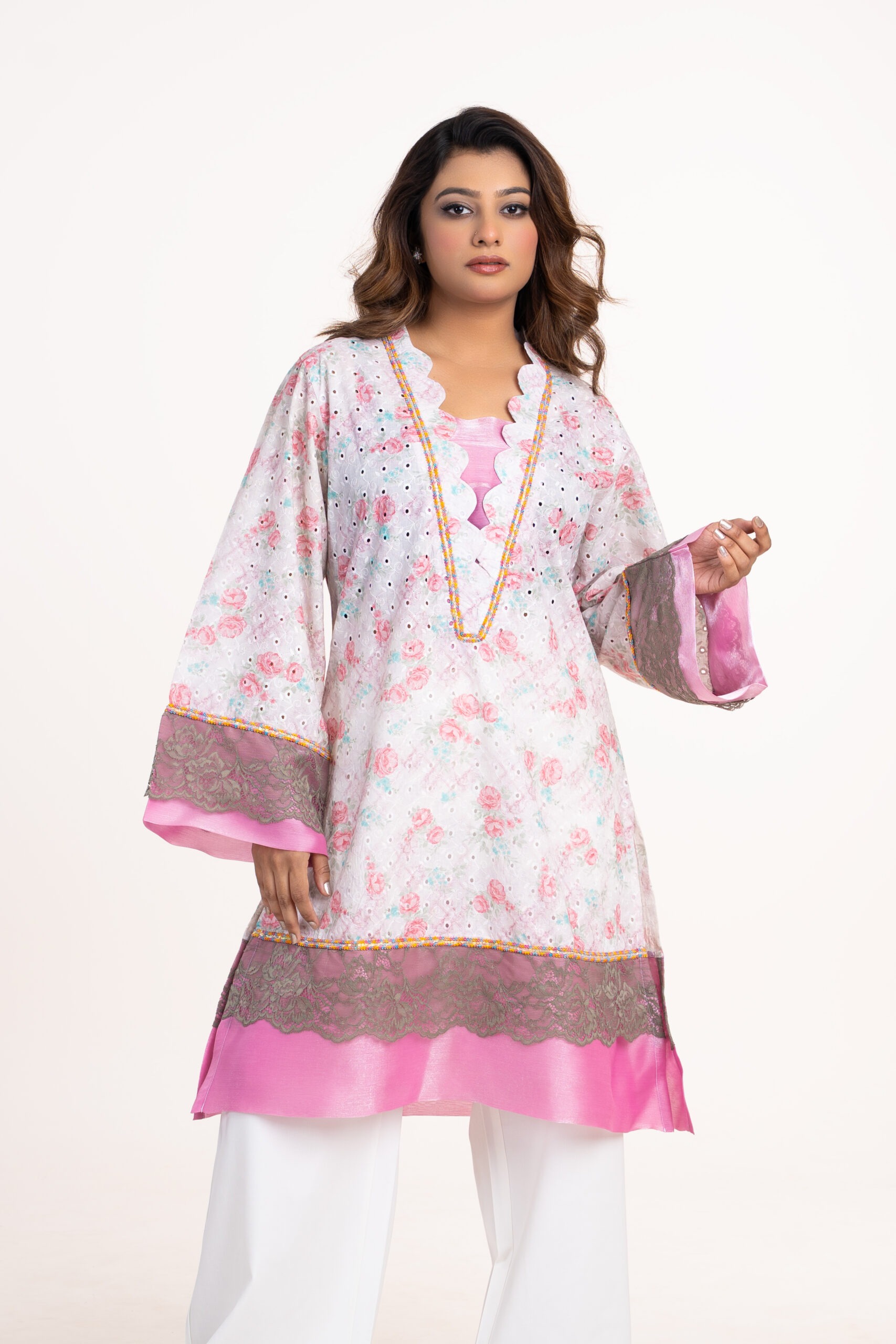 Two-Piece Modern Luxury Co-Ord Set for Women with Floral Print Tunic ...