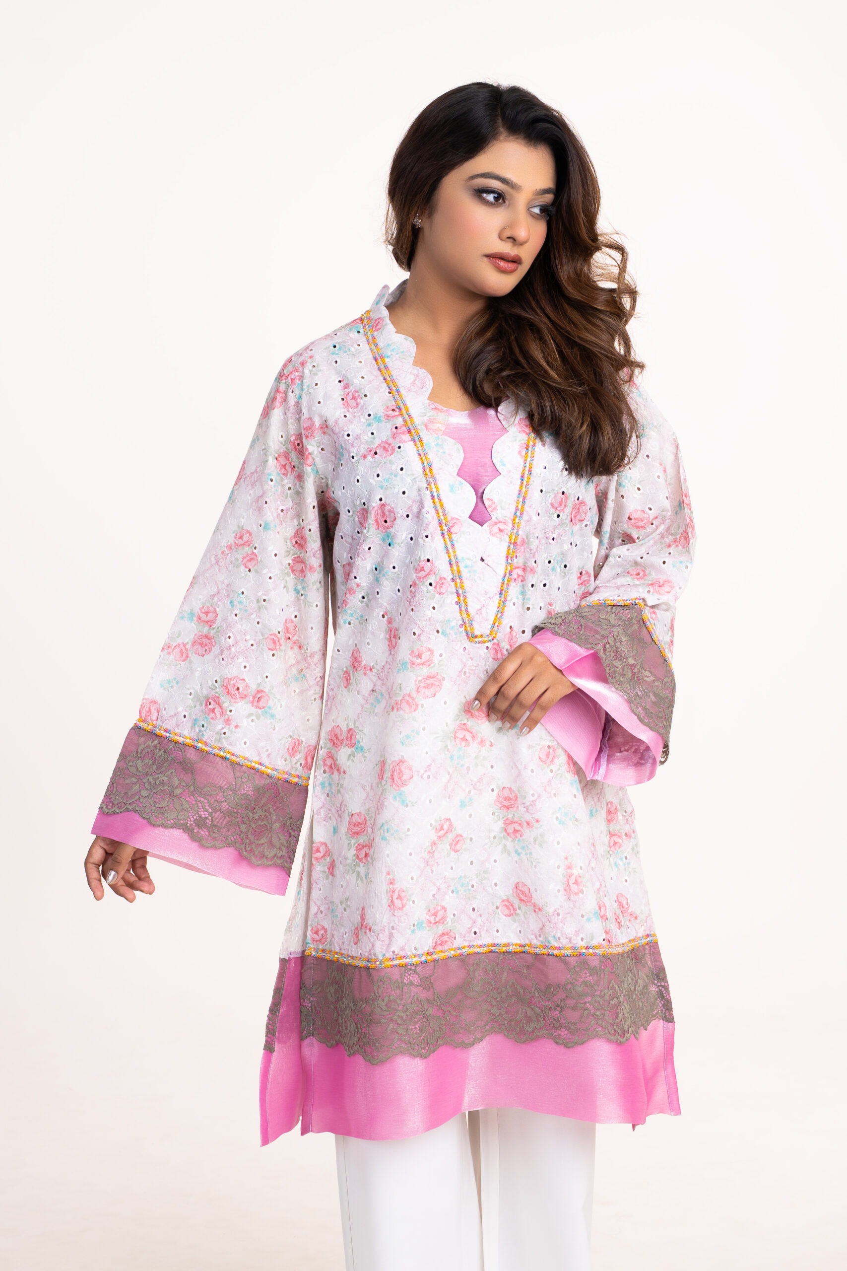 Two-Piece Modern Luxury Co-Ord Set for Women with Floral Print Tunic ...